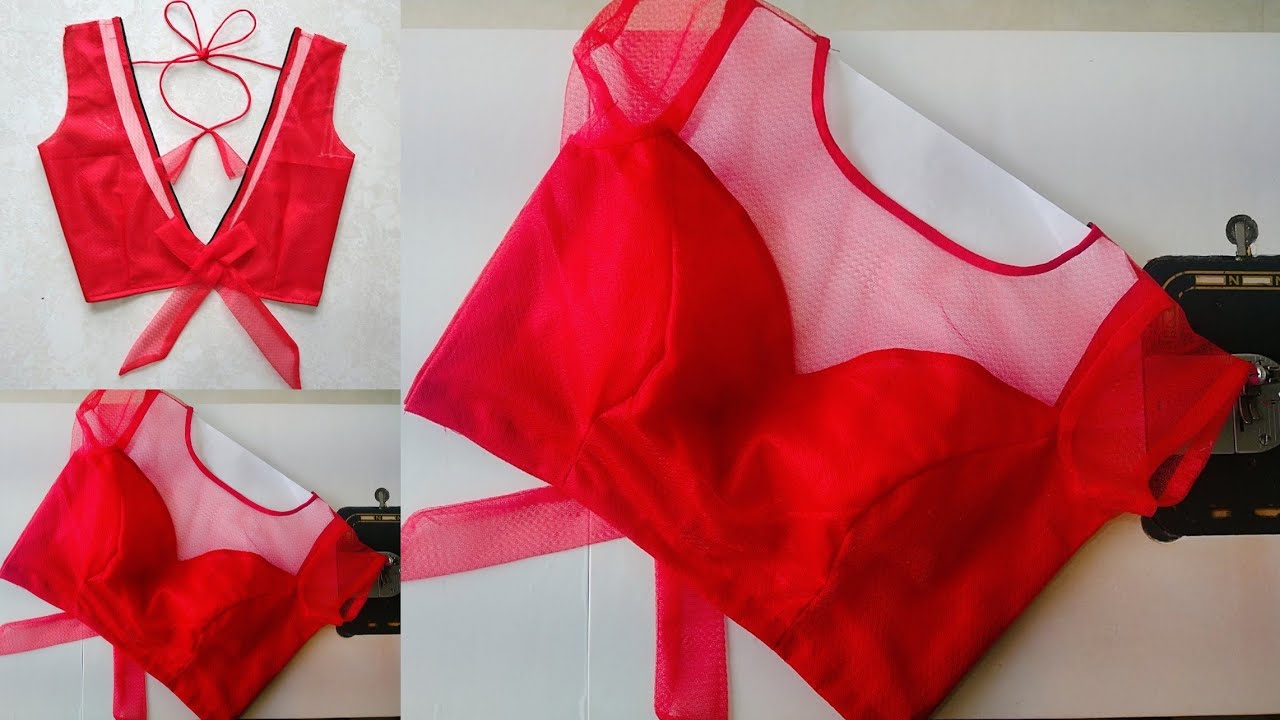 36"size net blouse design pattern cutting & stitching back neck - YouTube