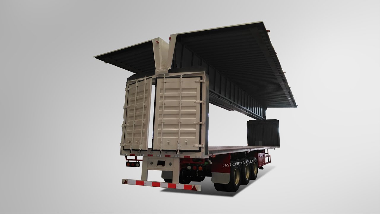 wing open van semi trailer - YouTube