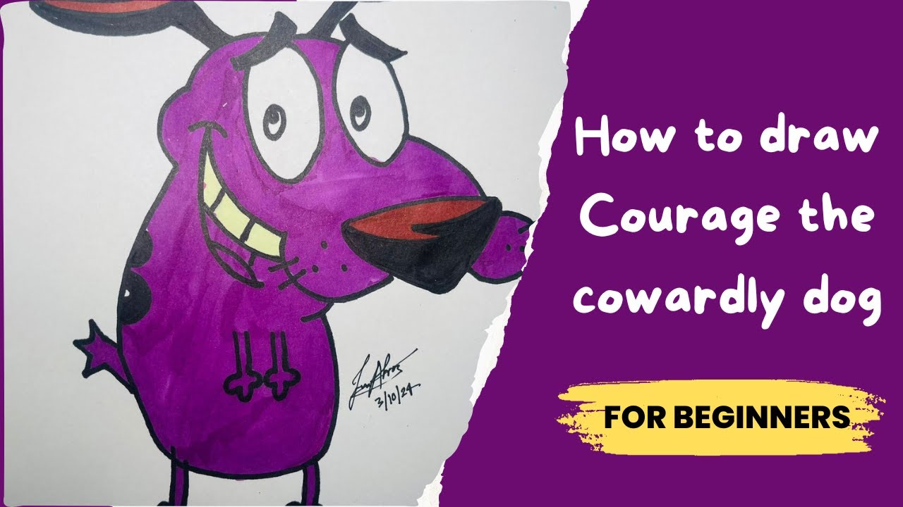 How to draw Courage the Cowardly Dog step by step for beginners - YouTube