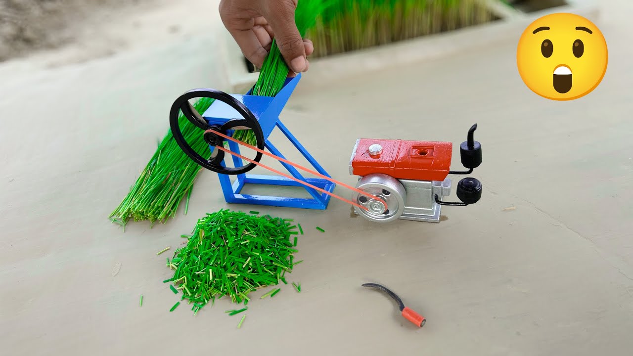 DIY New Mini Diesel Engine Chaff Cutter Machine | Grass Cutting Science ...