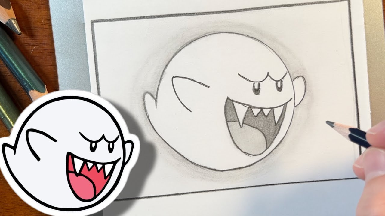 How to Draw Boo Ghost from Mario - step by step - YouTube