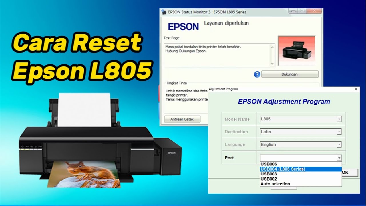 Cara Reset Printer Epson L805, Error Masa pakai bantalan tinta printer ...