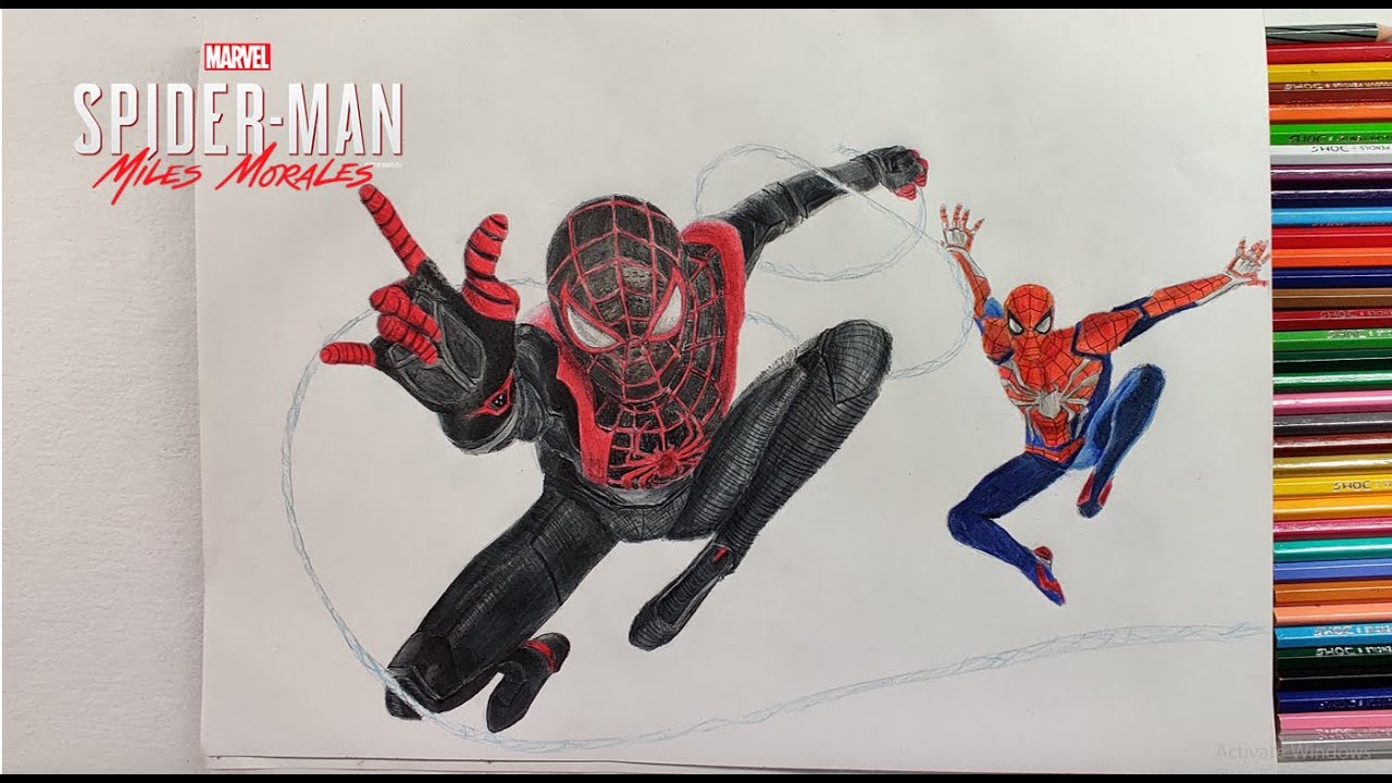 Peter & Miles ( Spider-men ) Speed Drawing | PS5 | Avneesh Art Studio ...