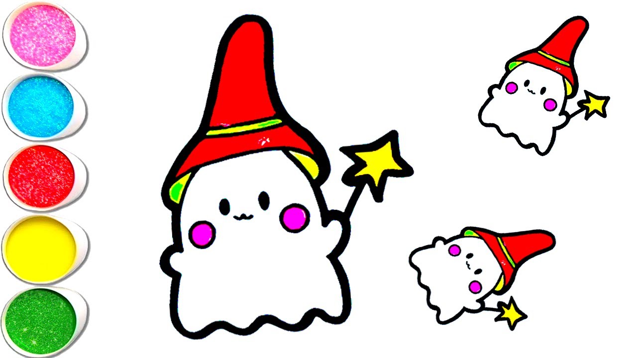 How To Draw Cute Ghost | Painting & Coloring For Kids | Funny Drawing ...