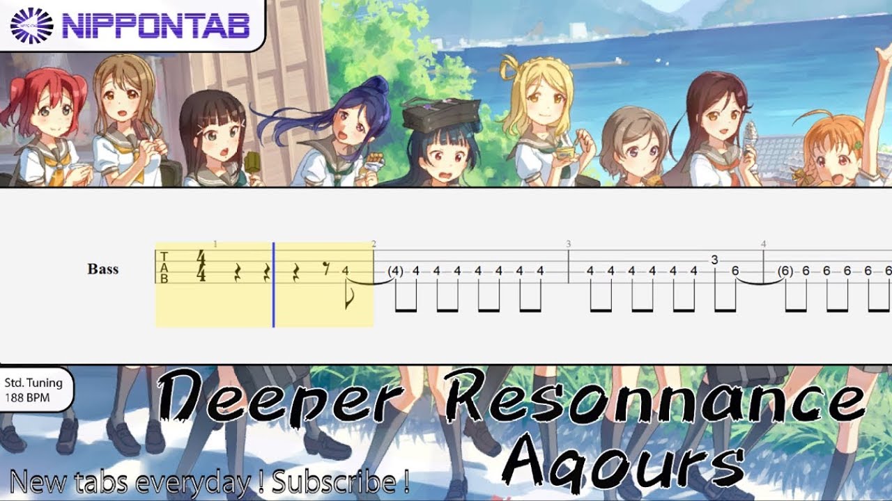 【Bass TAB】〚Aqours〛Deep Resonance ベース tab譜 - YouTube