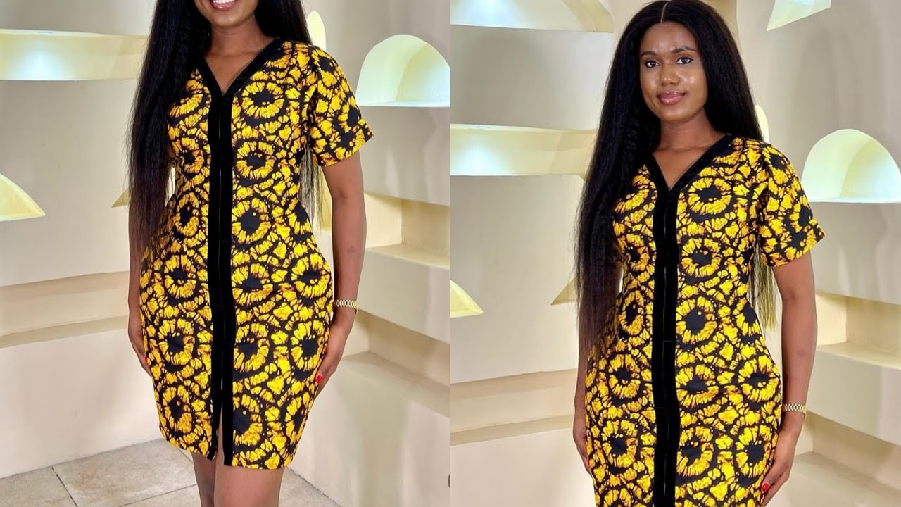 How to cut and sew a shift gown with slit and velvet bias - YouTube