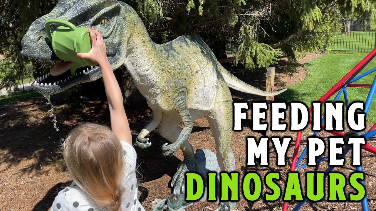 Feeding My Pet Dinosaurs In The Backyard - Pretend Play With My Life ...