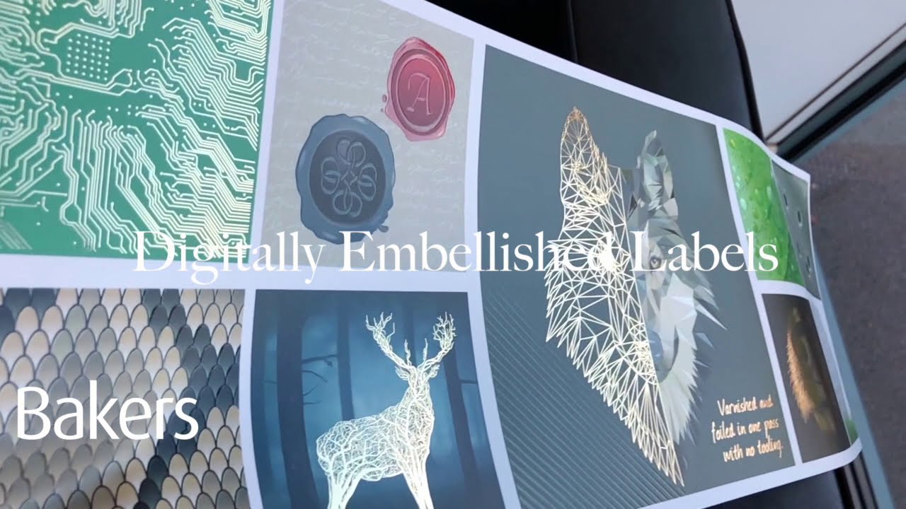 Digitally embellished label samples - YouTube