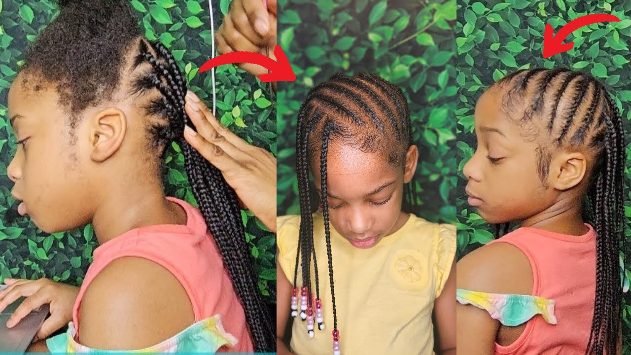Easy Kids Knotless Box Braids With & Without Beads - YouTube