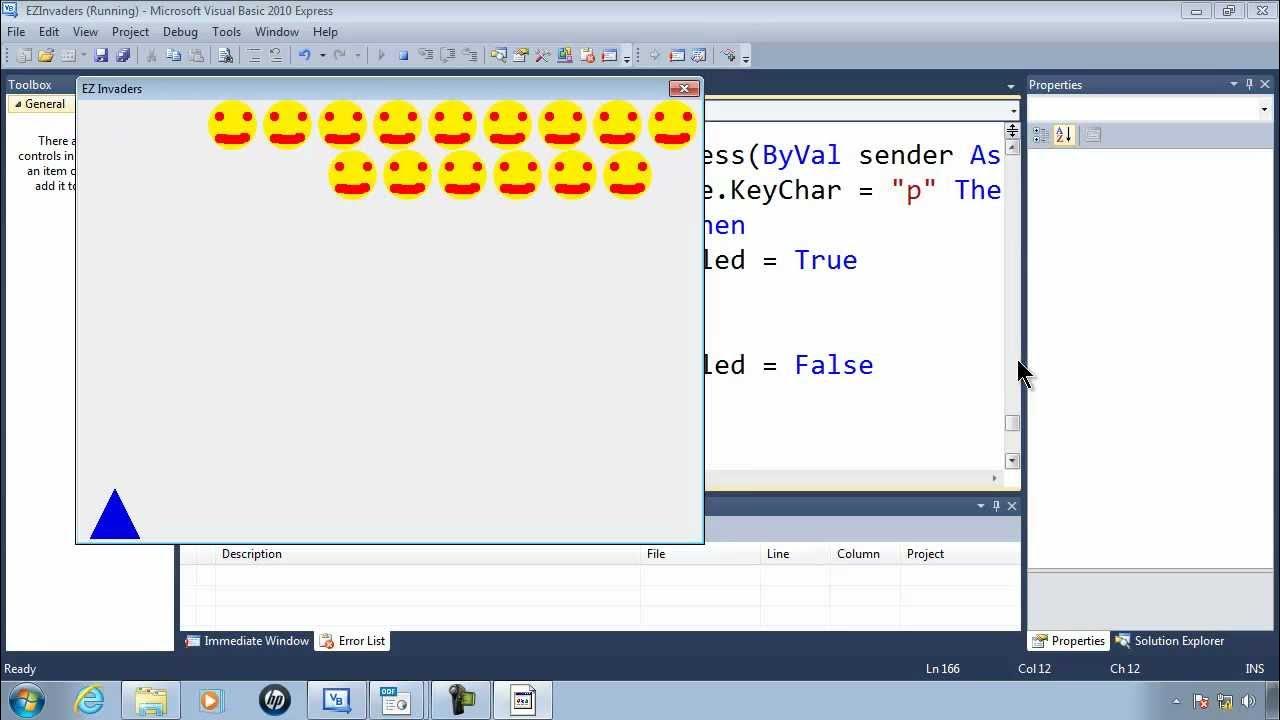 Visual Basic Express 2010 Tutorial 43 - Pausing The Game - EZInvaders Part 12 Video Game - YouTube