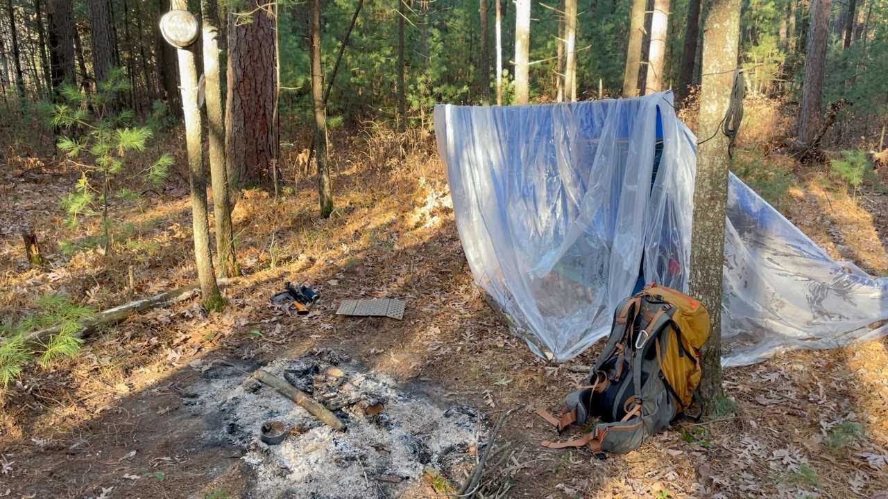Solo fall tarp camping and whitetail scouting - YouTube