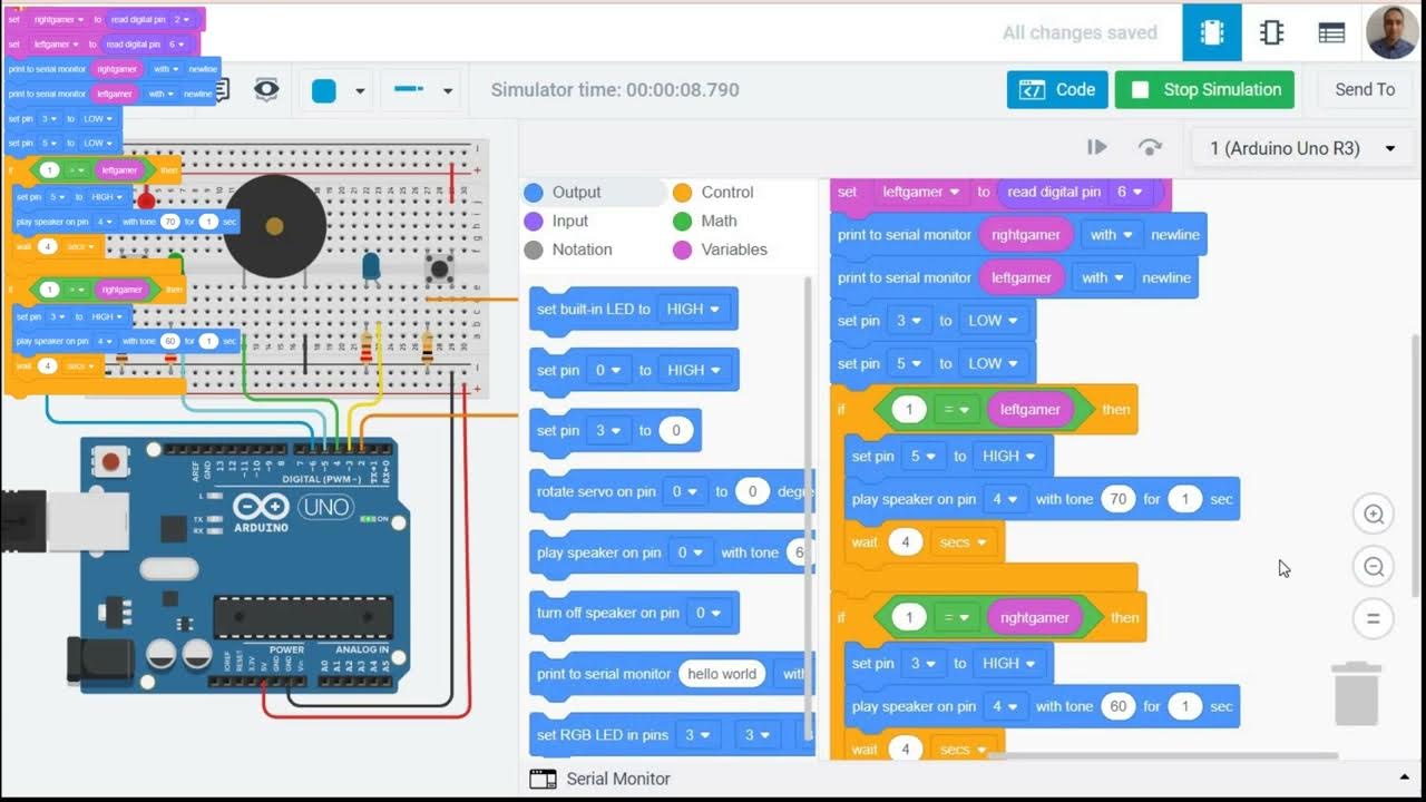 using buttons controlling the buzzer with Led - YouTube