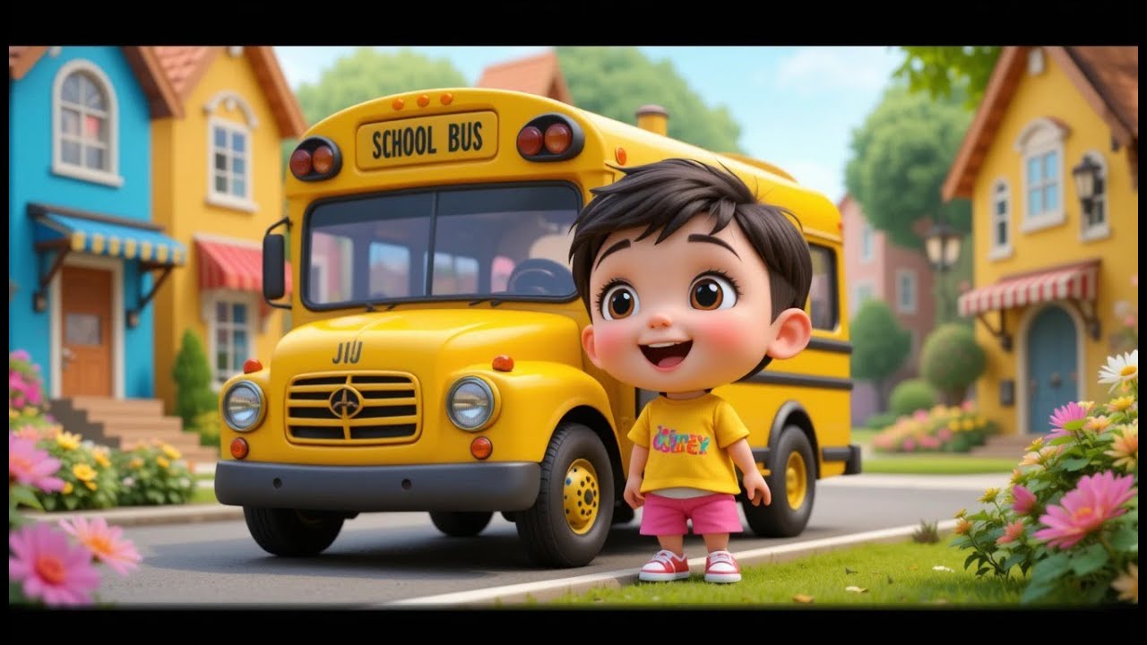 Wheels Go Round and Round – JJ’s School Bus Ride | Fun School Bus Song for Kids | Ride, , Learn ...