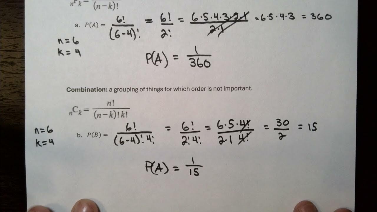 Probabilities of a Permutation and a Combination - YouTube