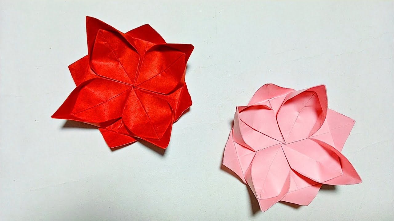 Easy Lotus Origami Flower Folding || Paper Flower Lotus Origami ...
