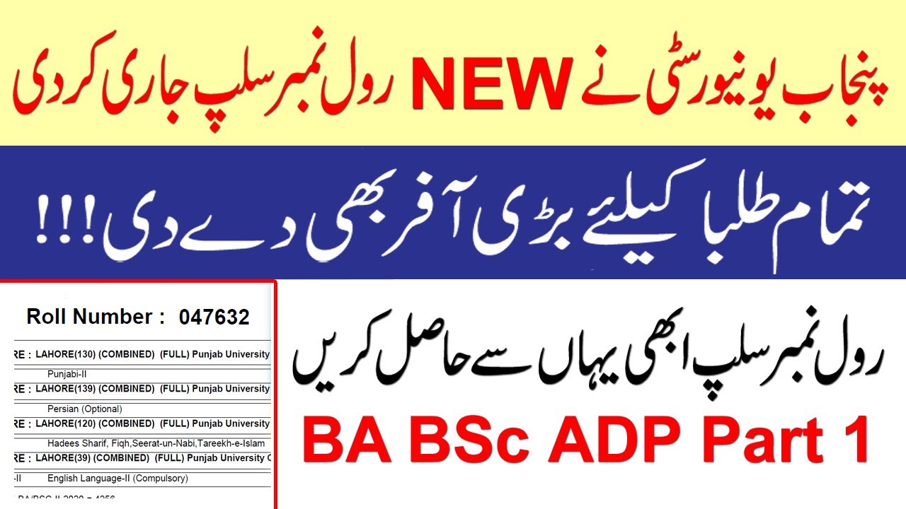 Download New Roll Number Slips of BA BSc ADP Part 1 and 2 Exams 2020 ...