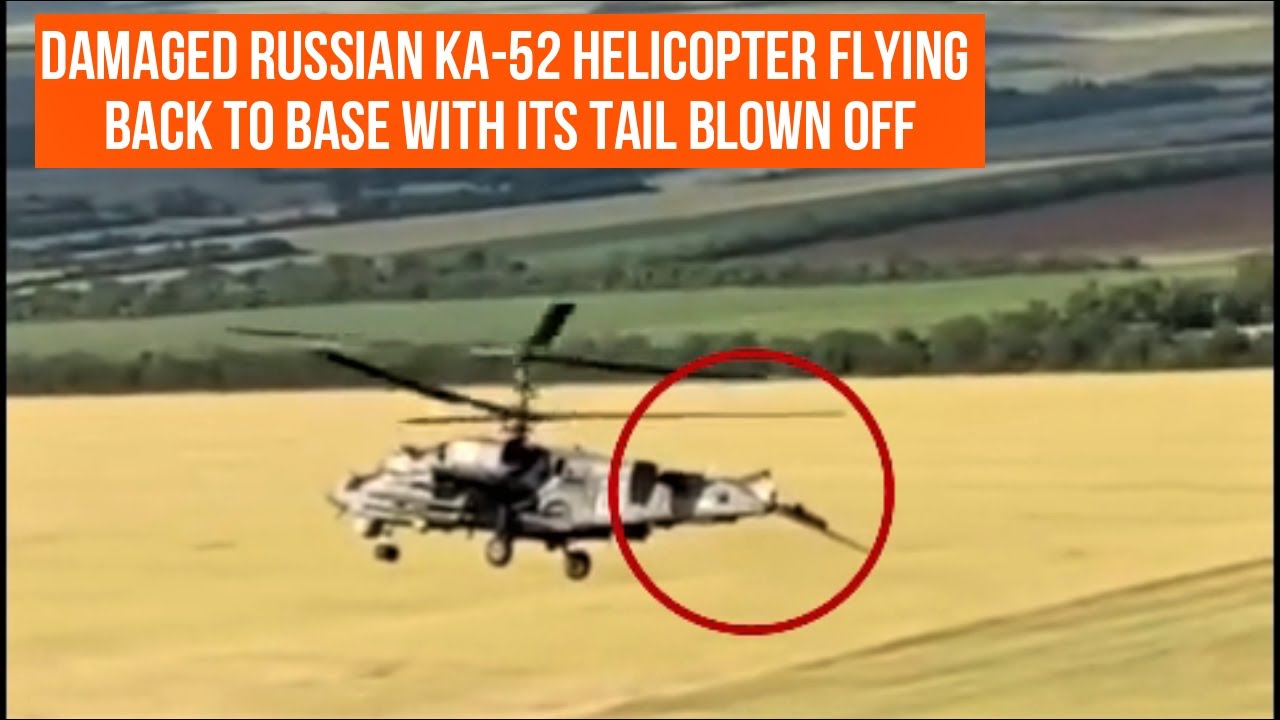 Damaged Russian KA-52 Helicopter flying back to base after presumably ...