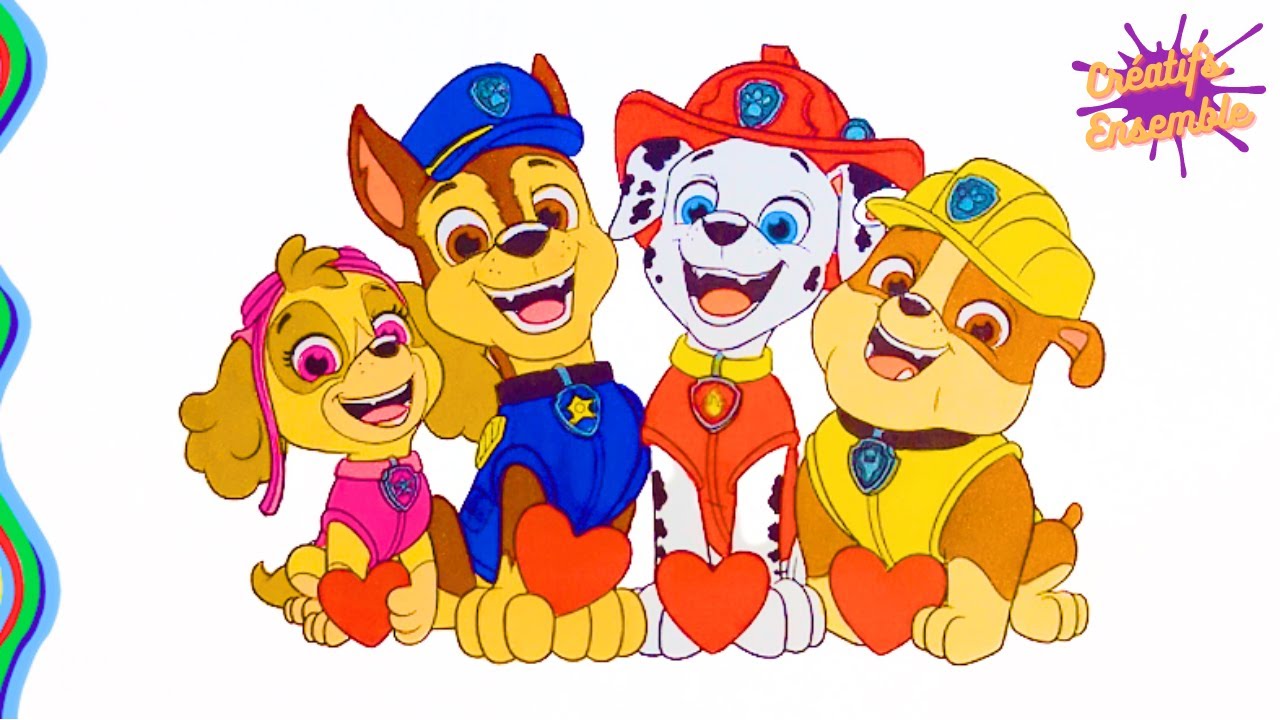 PAT' PATROUILLE - STELLA CHASE MARCUS RUBEN ️ Coloriage en musique. - YouTube