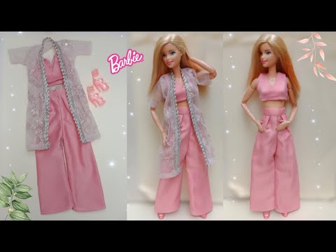 DIY wide leg pant & long gown for Barbie doll |doll dress making||A-Doll designer❤️