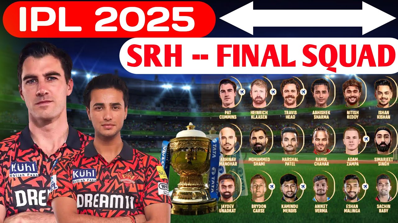 IPL 2025 Sunrise Hyderabad Squad||IPL 2025 srh All players List - YouTube
