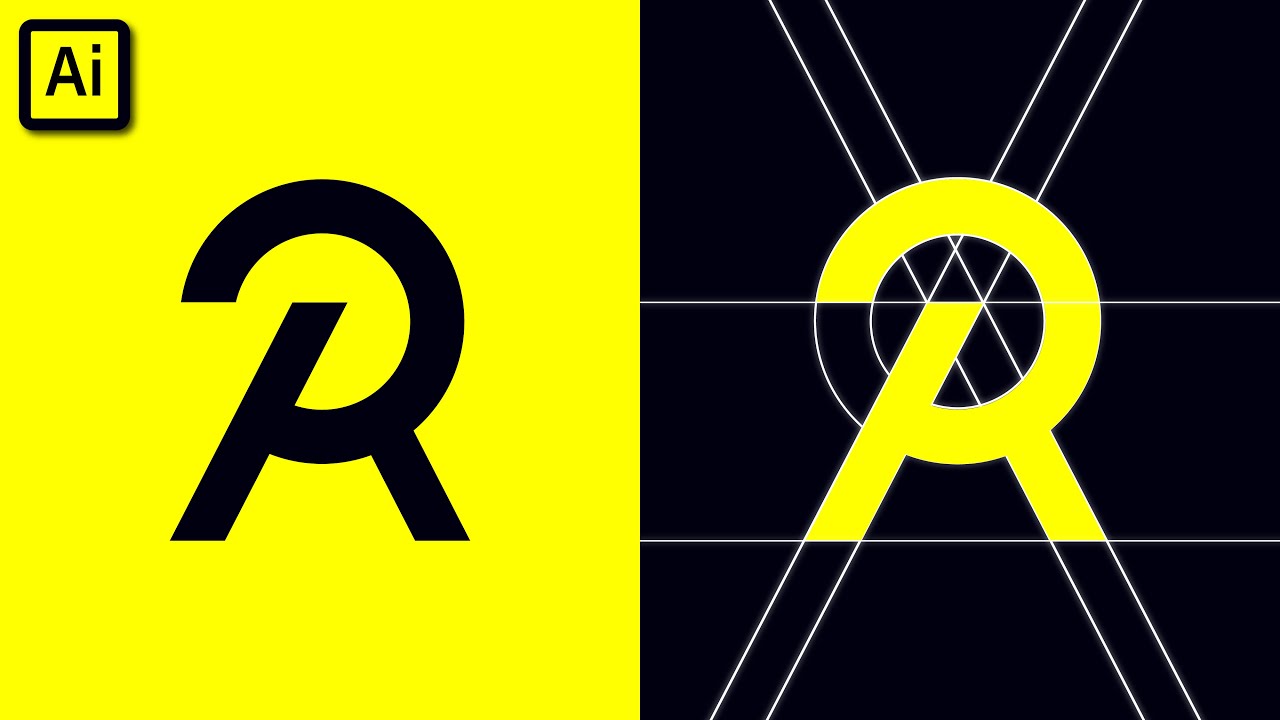 DRAW UNDER 2 Minute (R) LETTER LOGO DESIGN TUTORIAL IN ADOBE ...