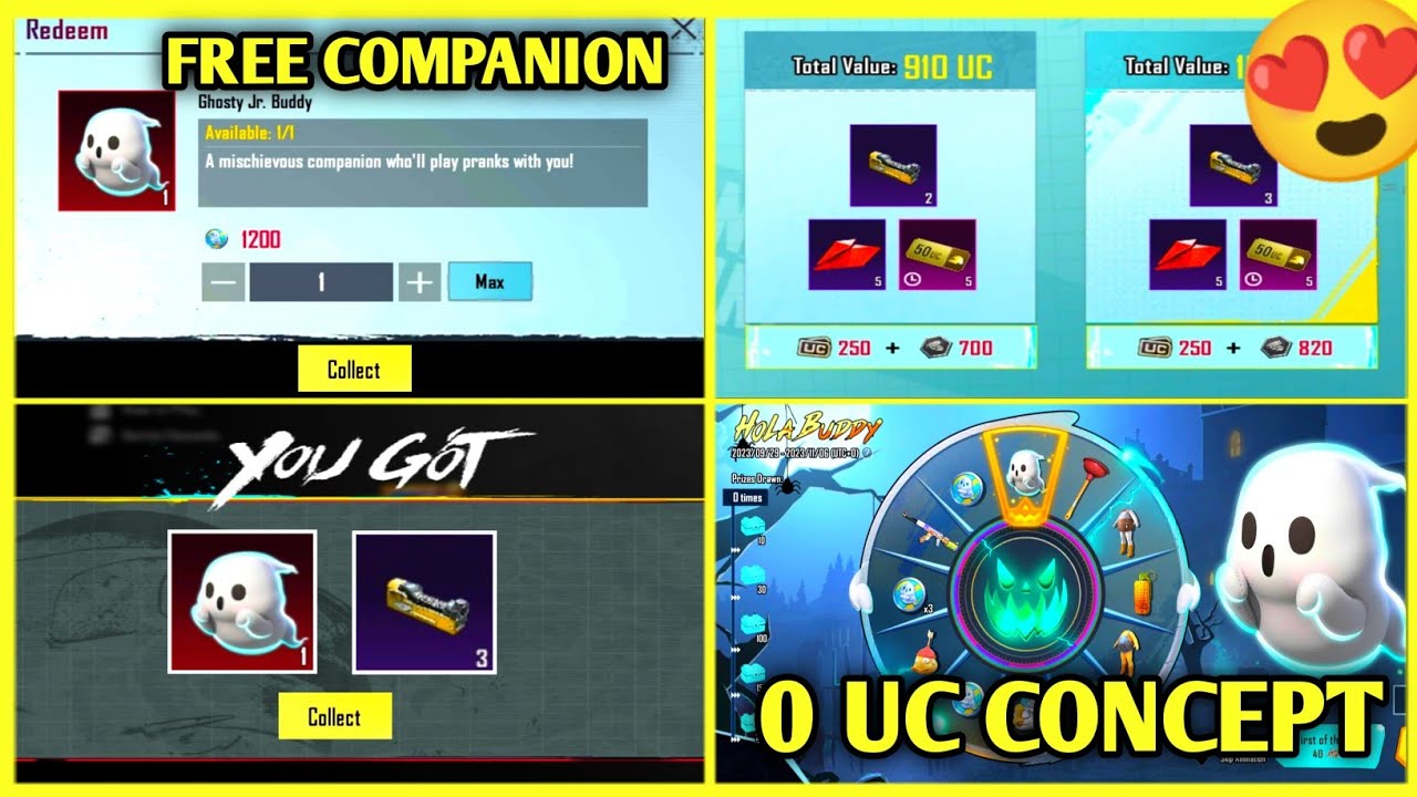 0 UC GHOST COMPANION EVENT😍 | HOLA BUDDY SPIN FREE CONCEPT | GET GHOST ...
