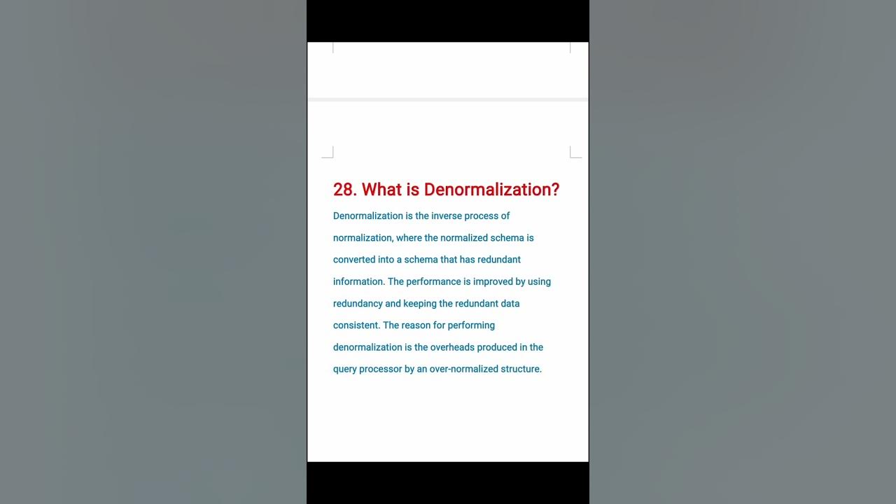 28.What is Denormalization? | #sqlinterviewquestions #sql #databases ...