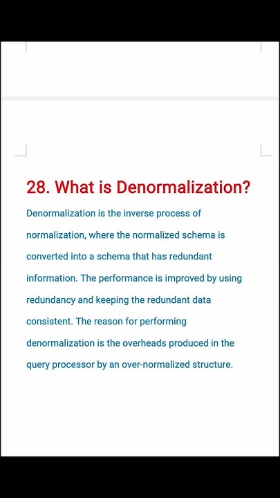 28.What is Denormalization? | #sqlinterviewquestions #sql #databases ...