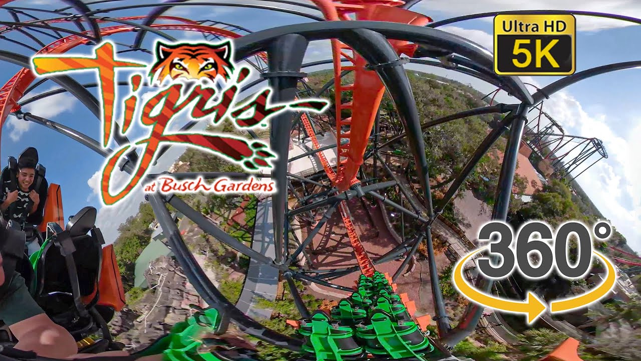 2020 VR 360 Tigris Roller Coaster On Ride Ultra HD 5K POV Busch Gardens ...
