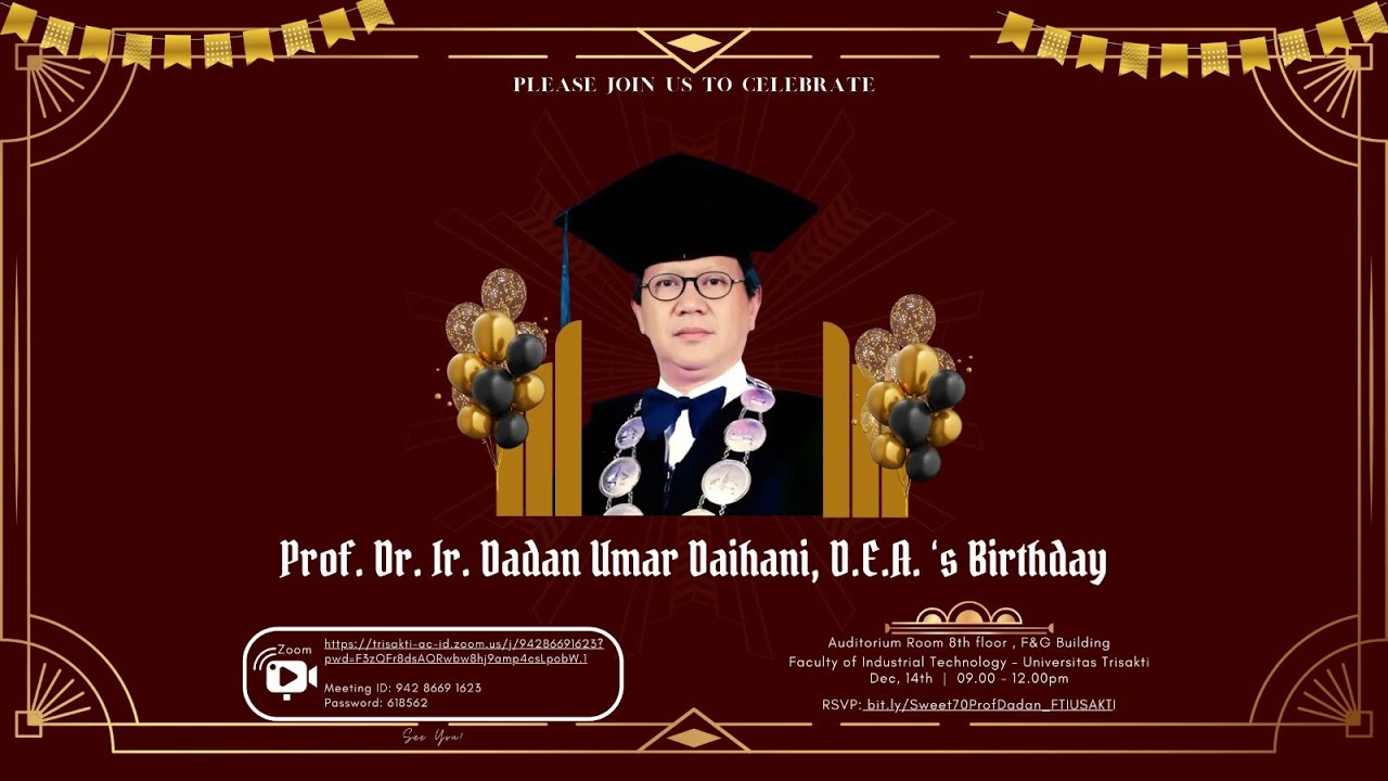 Ulang Tahun Ke - 70 Prof. Dr. Ir. Dadan Umar Daihani, D.E.A. - YouTube
