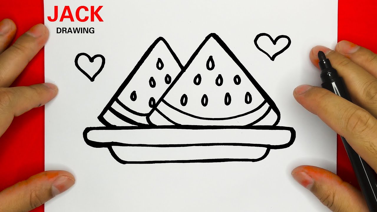 How to draw watermelon easy step by step - YouTube
