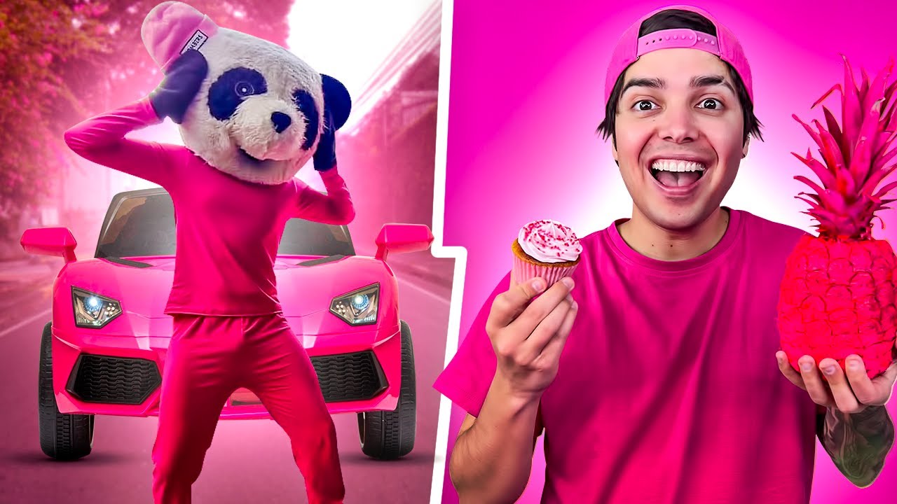 VIVIENDO EN UN MUNDO ROSA por 24 HORAS !! PINK CHALLENGE !! - YouTube