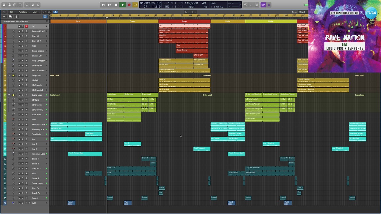 Rave Logic Pro X Template Rave Nation - YouTube