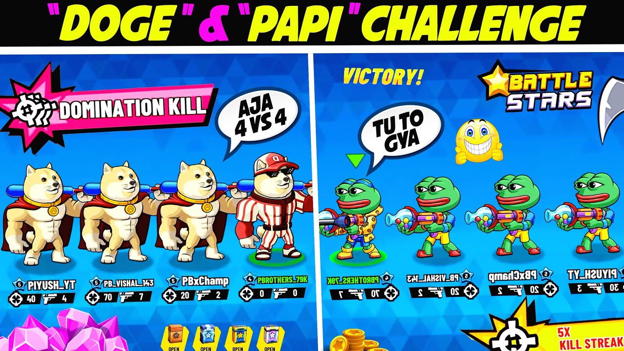 DOGE SQUAD & PAPI SQUAD CHALLENGE || BATTLE STARS DOGE & PAPI SQUAD GAMEPLAY || BATTLE STARS ...