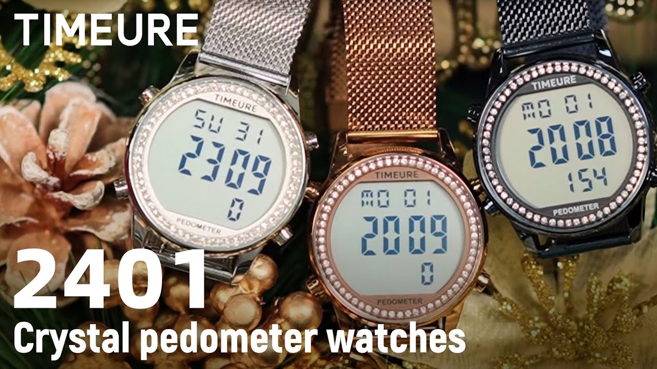 Newly upgraded crystals design, TIMEURE 2401 Crystal pedometer watches ...