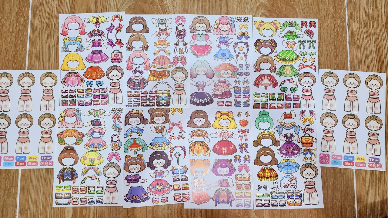 paper play sticker cute for girl. sticker dress up - YouTube