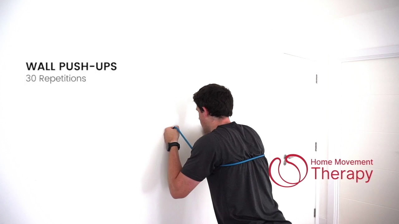 Wall Push-Up Shoulder Protraction Physical Therapy Exercise for Neck ...