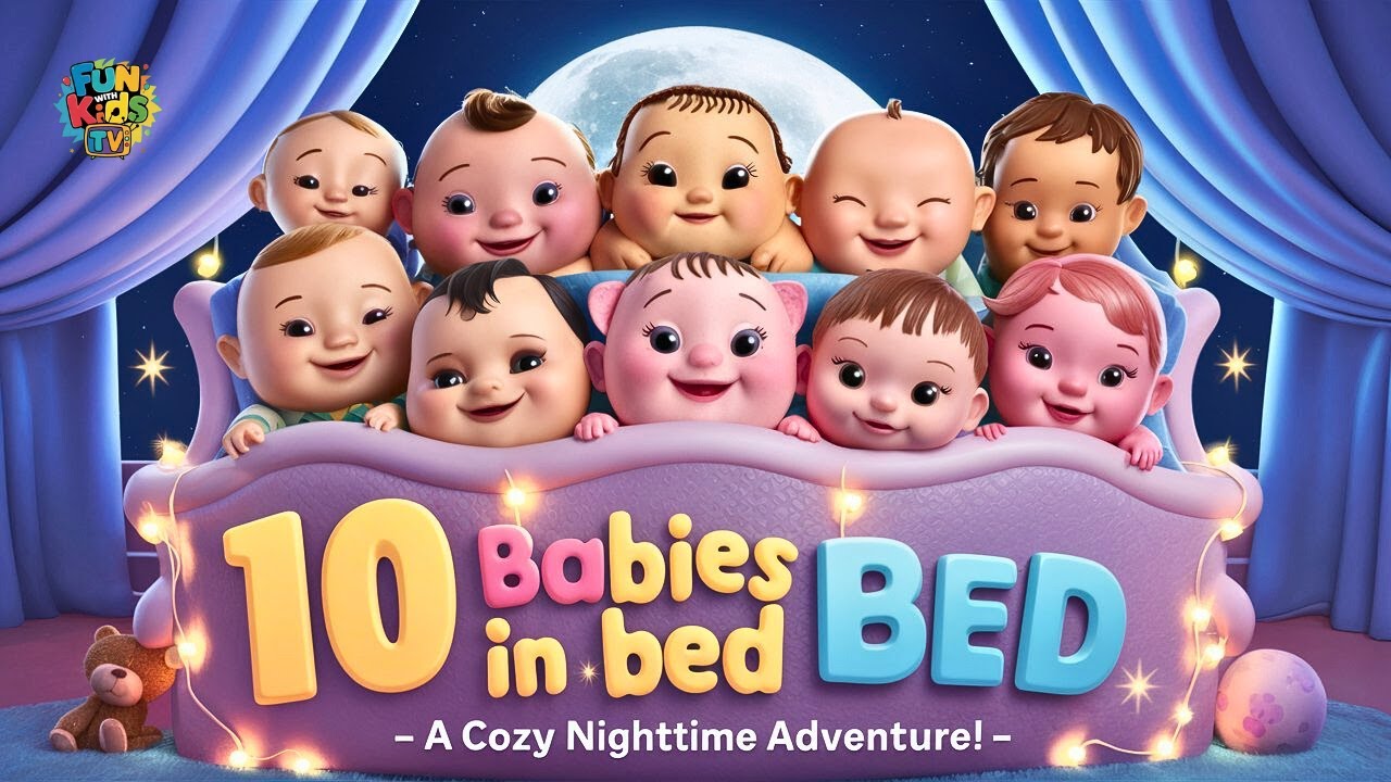 Bedtime Nursery Rhyme: 10 Babies in Bed | Kids Song | @FunWithKids_TV ...