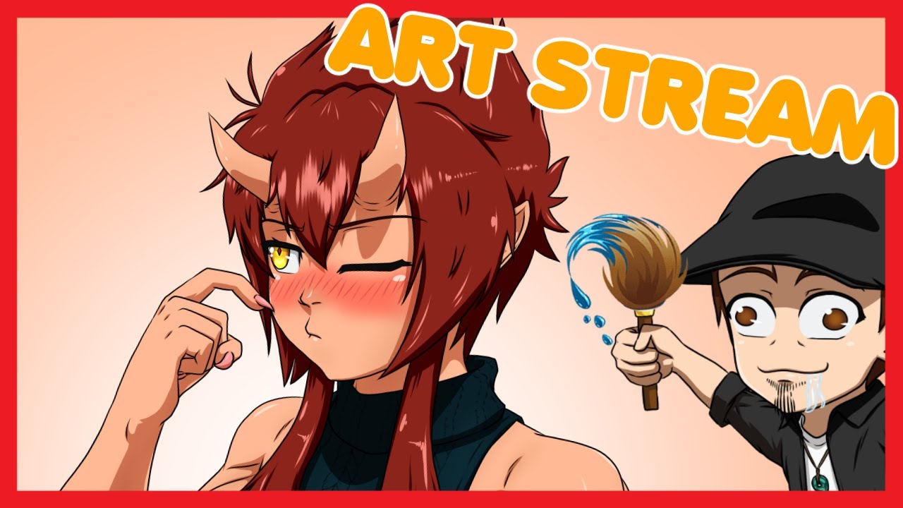 [Art stream] More oni girl drawing! MOAR! Look at those muscles ...