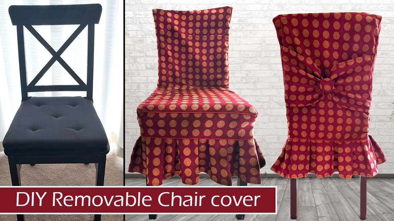 DIY Removable Dining Chair cover tutorial with easy hacks l l Make your ...