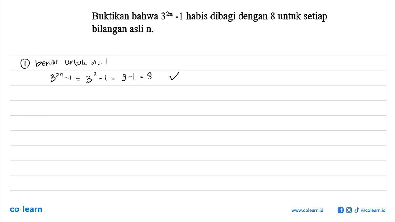 Buktikan Bahwa 3 2n 1 Habis Dibagi Dengan 8 Untuk Setiap Bilangan buktikan-bahwa-3-2n-1-habis-dibagi-dengan-8-untuk-setiap-bilangan