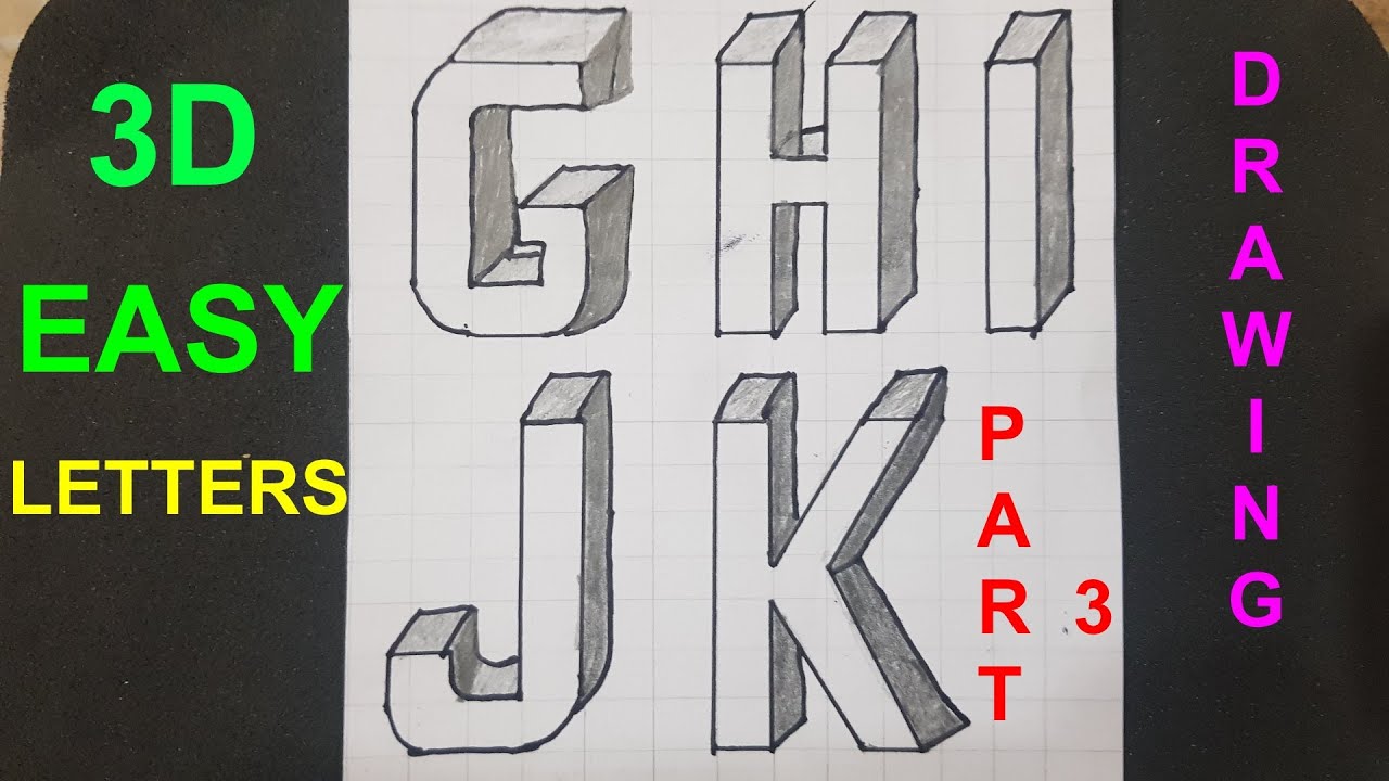 3D EASY DRAWING PART 3|| ENGLISH LETTERS 3D || TUTORIAL 3D ENGLISH ...