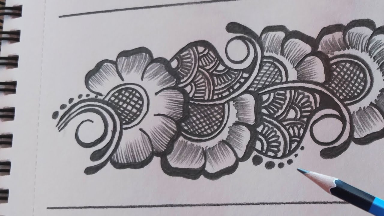 Beautiful Simple Full Hand Pencil Mehndi Design For Beginners | Easy ...