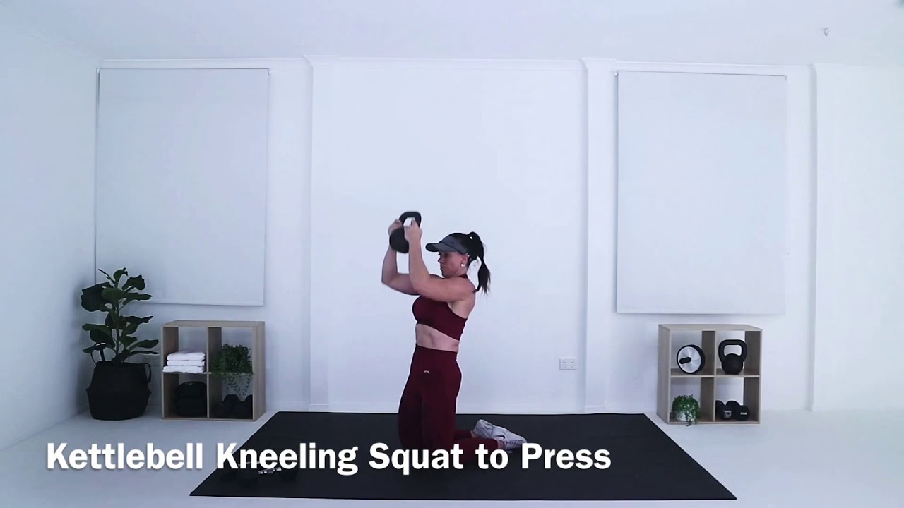 Kettlebell Kneeling Squat to Press - YouTube