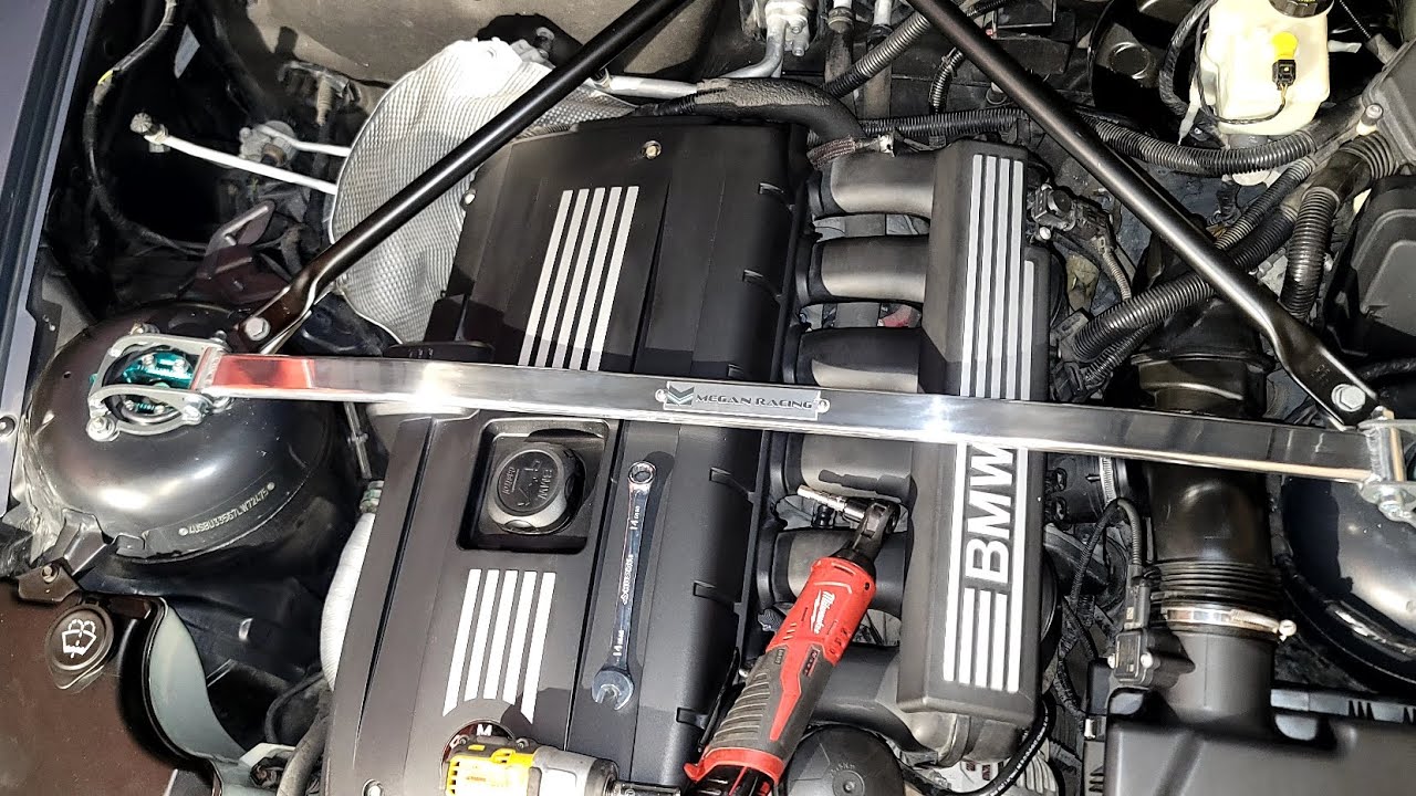 2007 E85 Z4 Megan racing strut tower brace installation e85 z4 strut ...