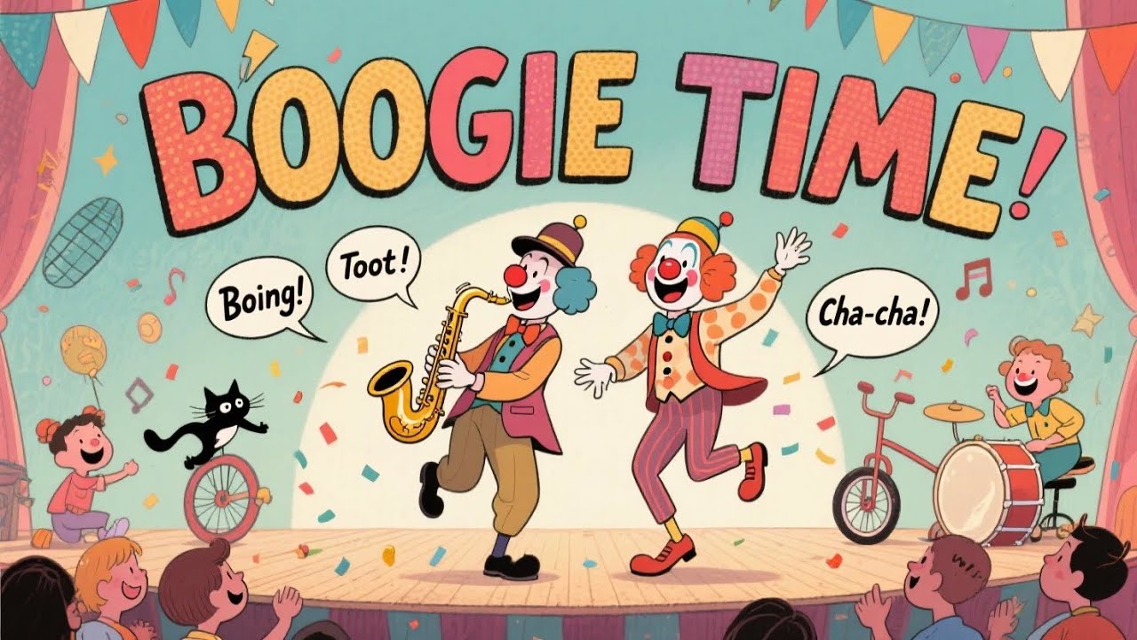 🎧 Boogie Time | Funny Cartoon Clown Swing Music for Kids | Vintage ...