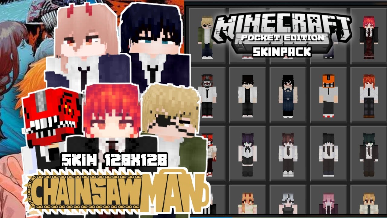 skin 128x128 Chainsaw Man HD - Minecraft pocket edition All version - YouTube