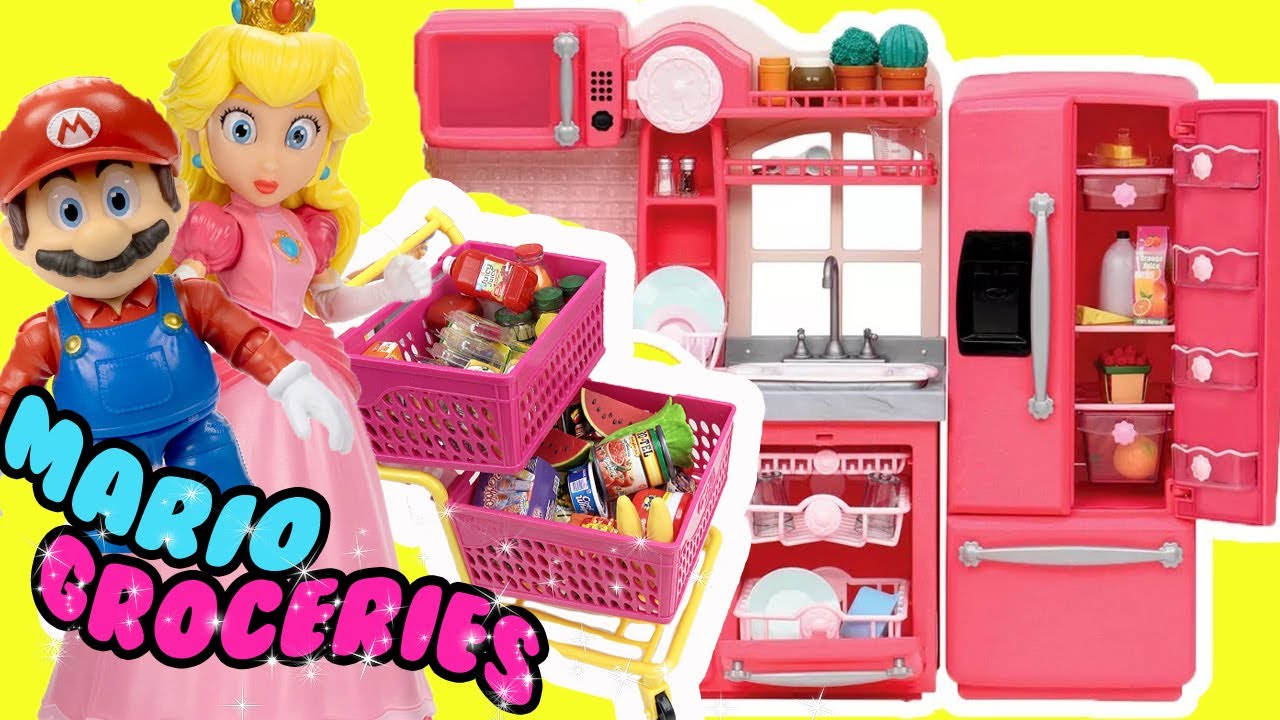 The Super Mario Bros Movie Princess Peach Doll Grocery Shopping ...