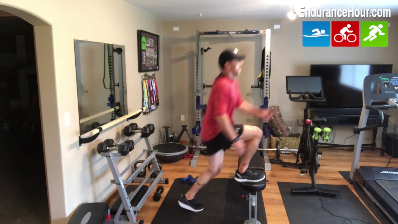 Bench Lunge with Leg Lift on Endurance Hour - YouTube