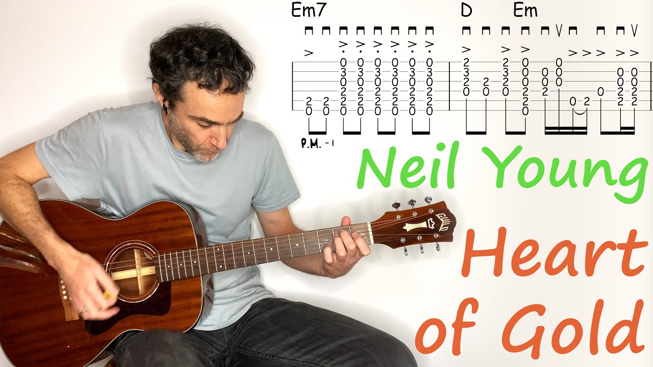Neil Young - Heart of Gold - guitar lesson / tutorial / cover with tab ...
